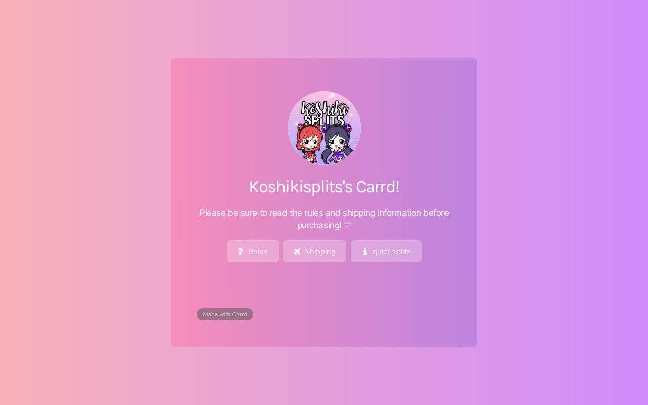 Koshikisplits's Carrd